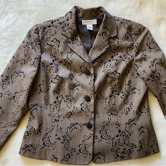 Judith Hart | Jackets & Coats | Judith Hart Petite Brown Flocked Jacket ...